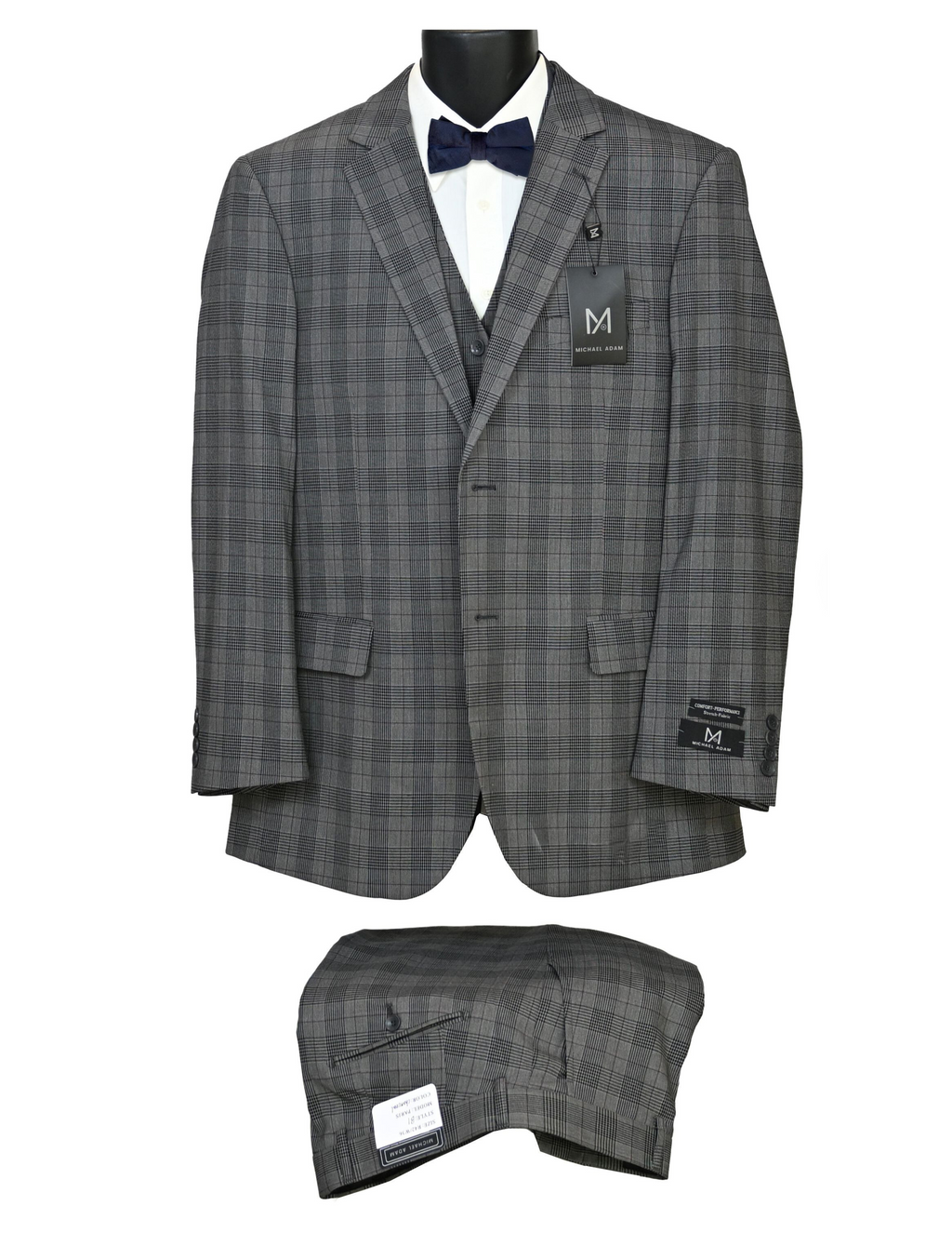 Michael Adams Plaid Vested Modern Fit Suit - Charcoal 3202 – MDZ Menswear