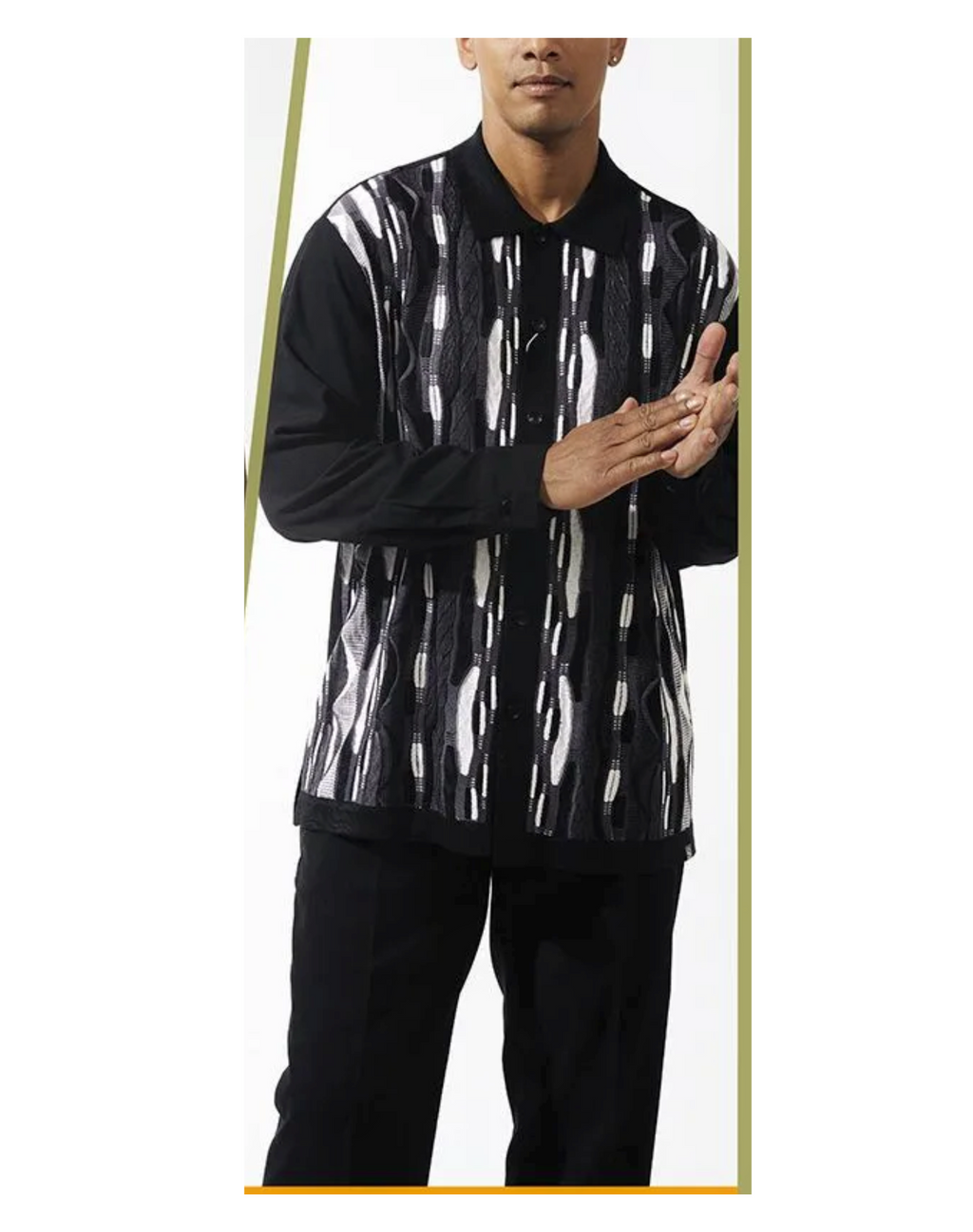 Silver Silk Pattern Walking Suit - Black 83015 – MDZ Menswear