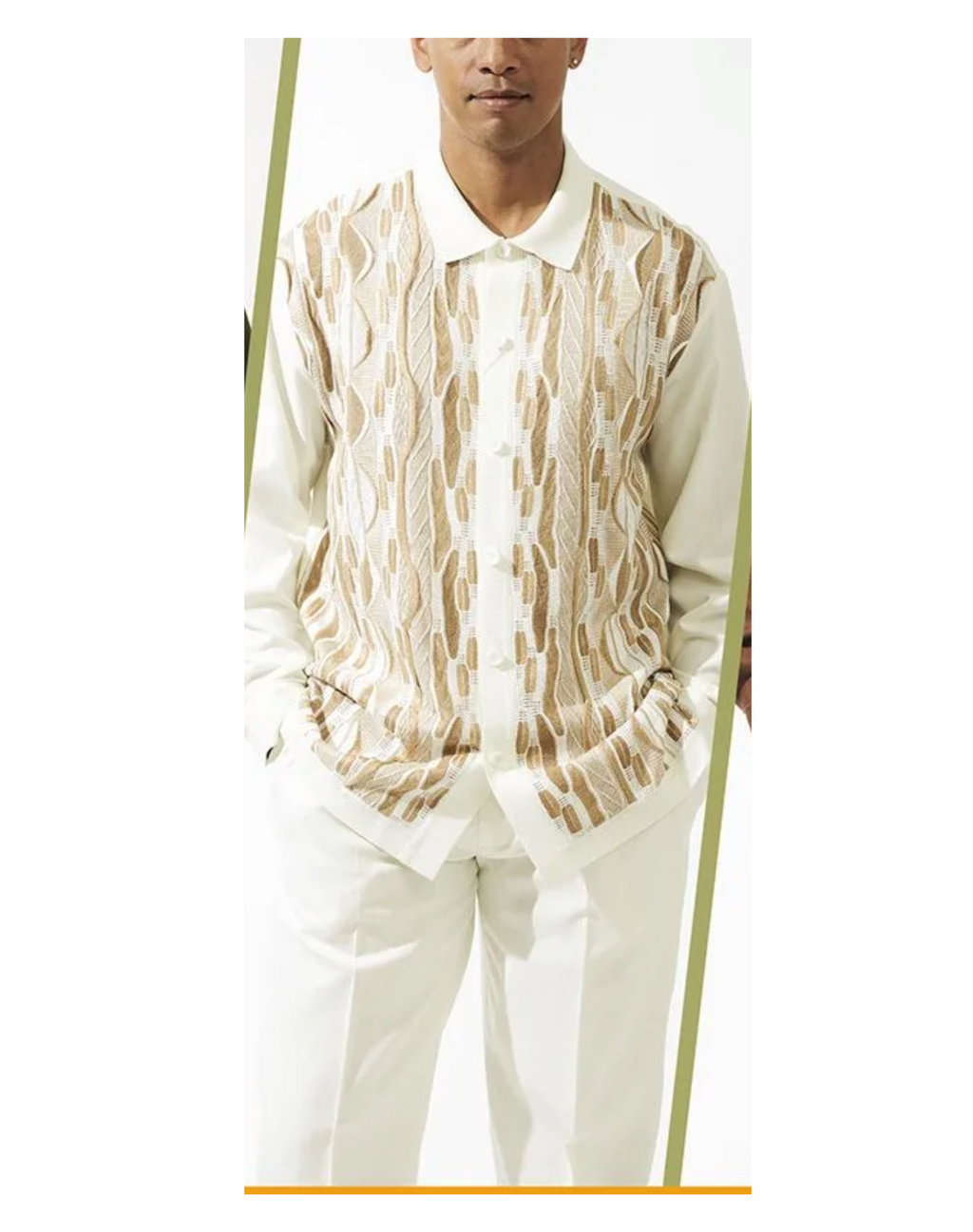 Silver Silk Pattern Walking Suit - Cream 83015 – MDZ Menswear
