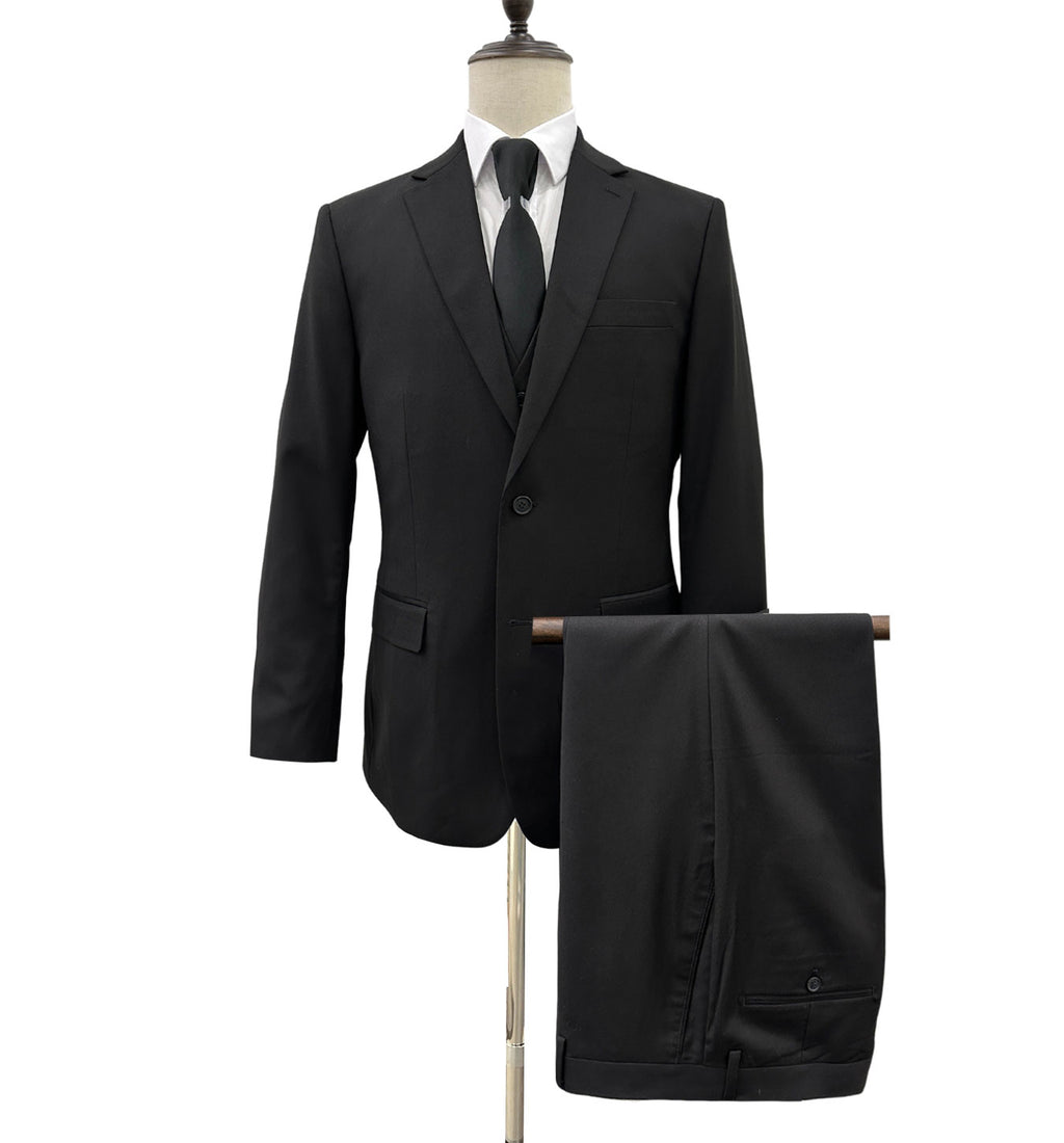 Angelo Rossi Modern Fit Vested Suit - Black – MDZ Menswear