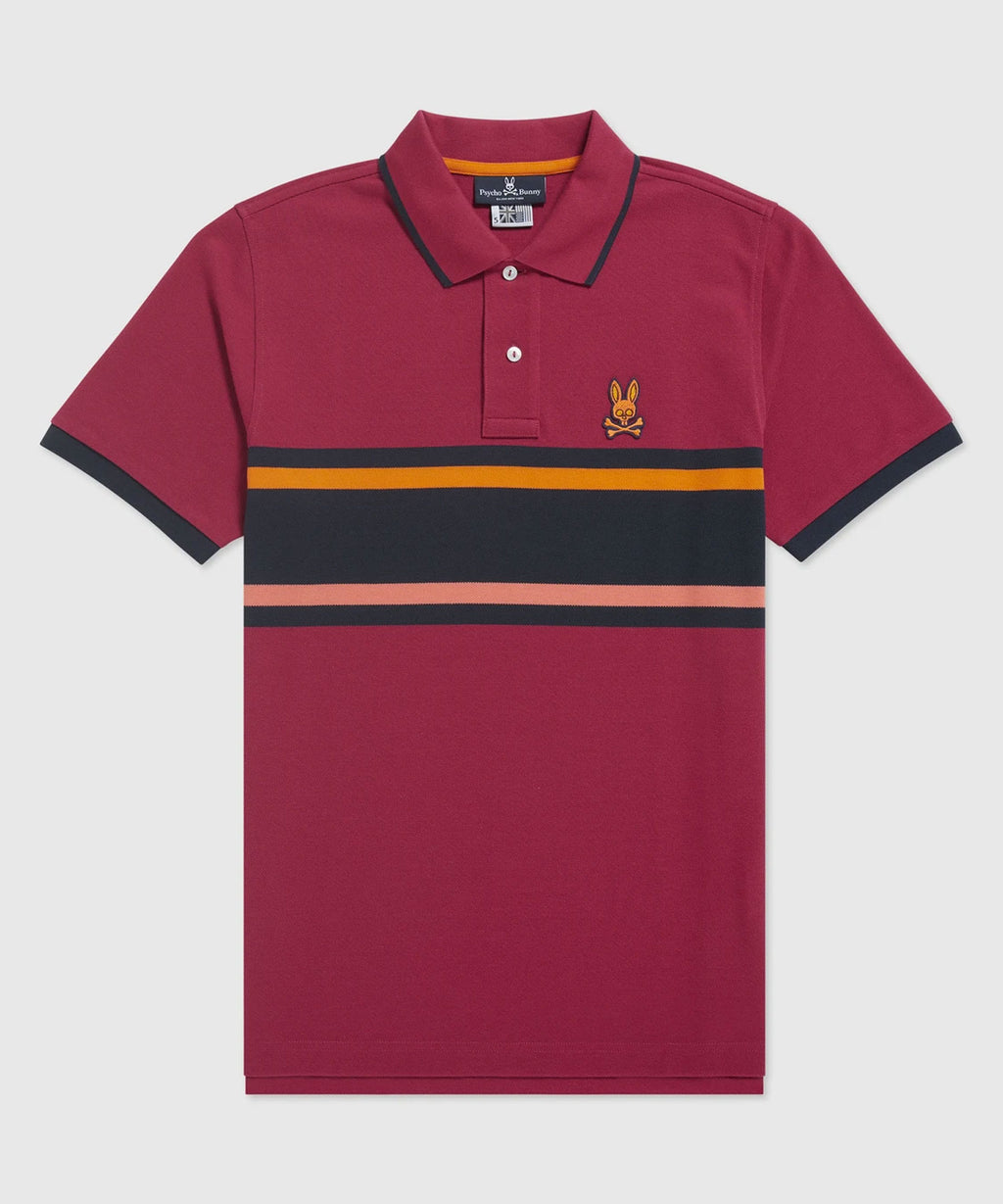 Psycho Bunny Corby Stripe Polo - Cranberry – MDZ Menswear